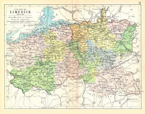 County Limerick 1897 Antique Irish Map of Limerick Canvas - Etsy Singapore