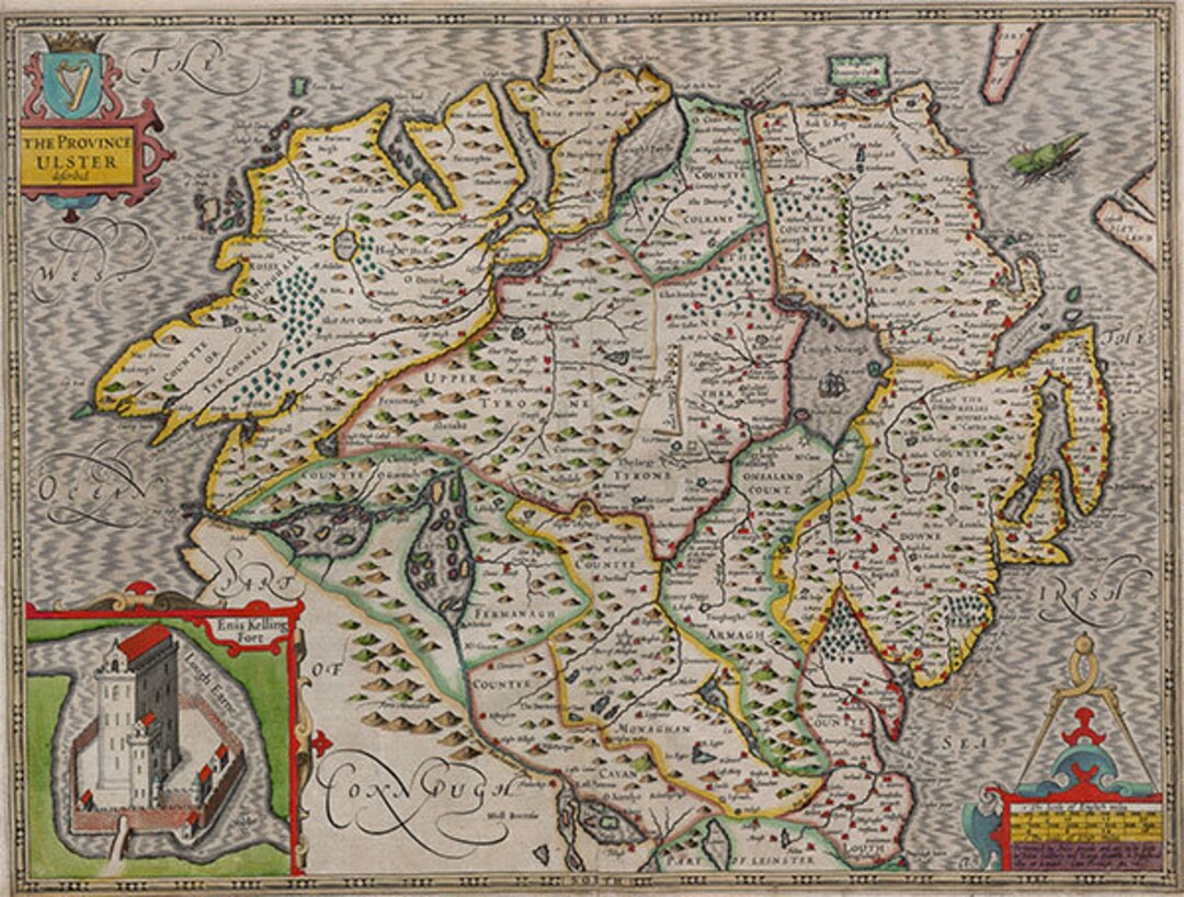 Ulster Province Ireland 1610 John Speed Antique Map Ulster - Etsy