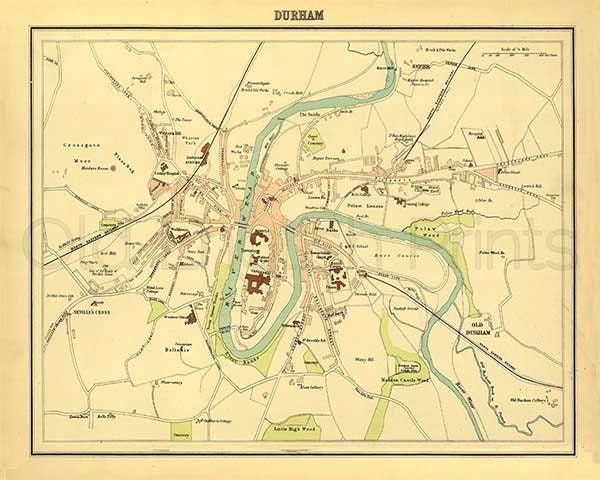 Durham 1895 Antique Map of Durham Town and University - Etsy UK