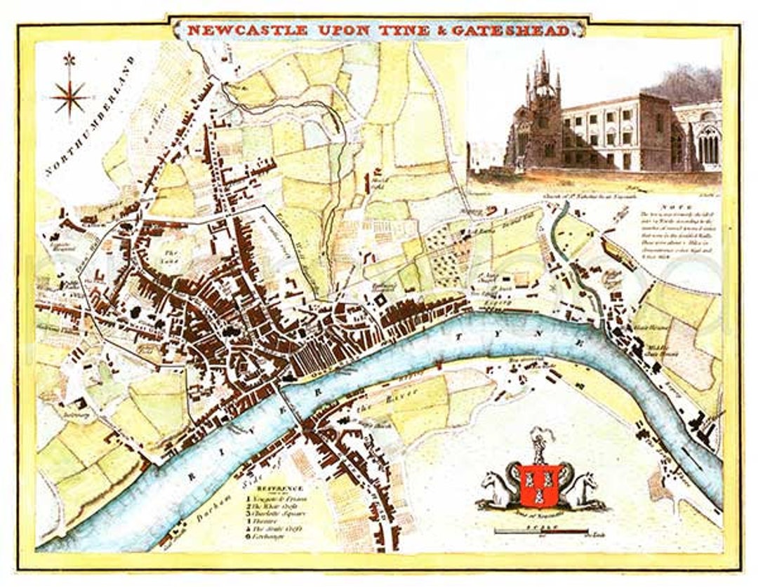 Newcastle Upon Tyne Plan 1807 Antique Map of Newcastle & - Etsy UK