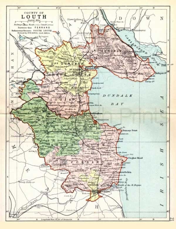County Louth 1893 Antique Irish County Map of Louth - Etsy