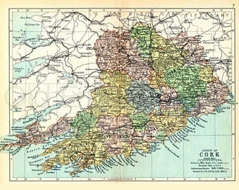 Map Art Ireland Map County Cork Ireland Fine Art