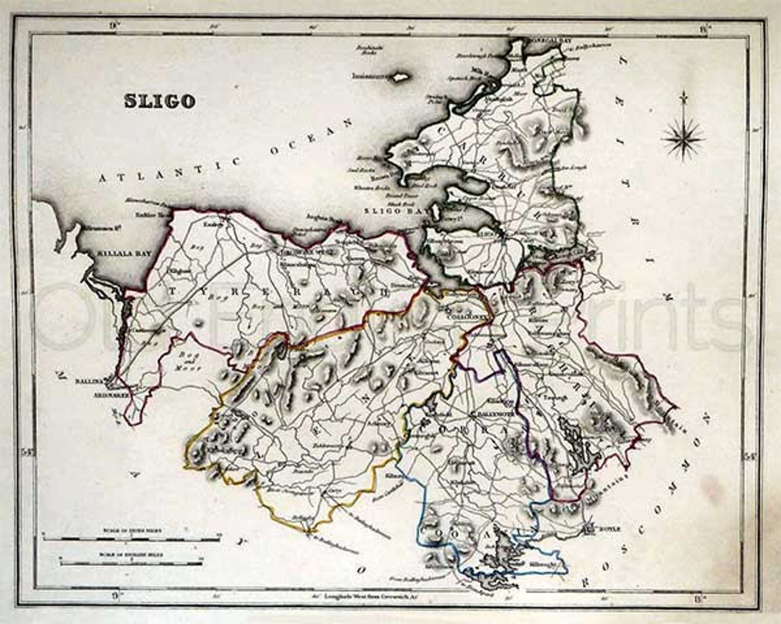 Sligo 1846 Antique Irish Map of County Sligo Printed On | Etsy