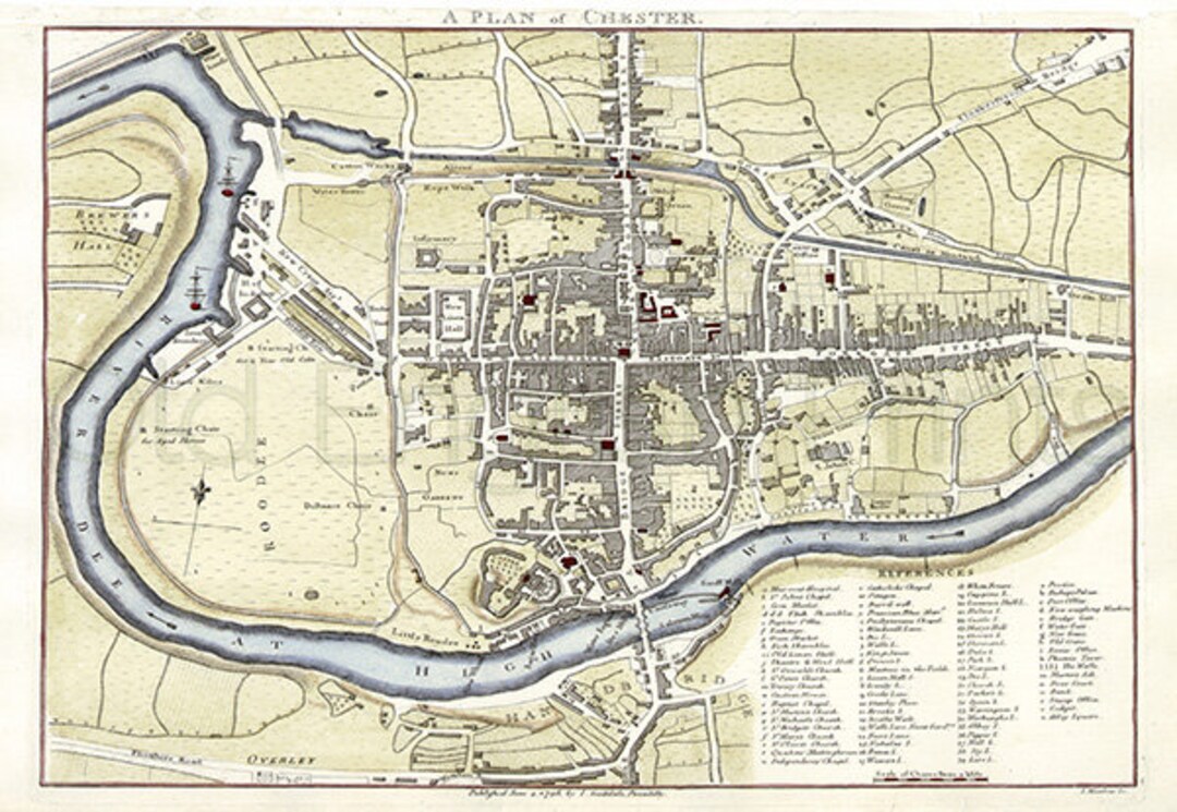Chester City Map 1868 Antique City Plan of Chester Canvas - Etsy