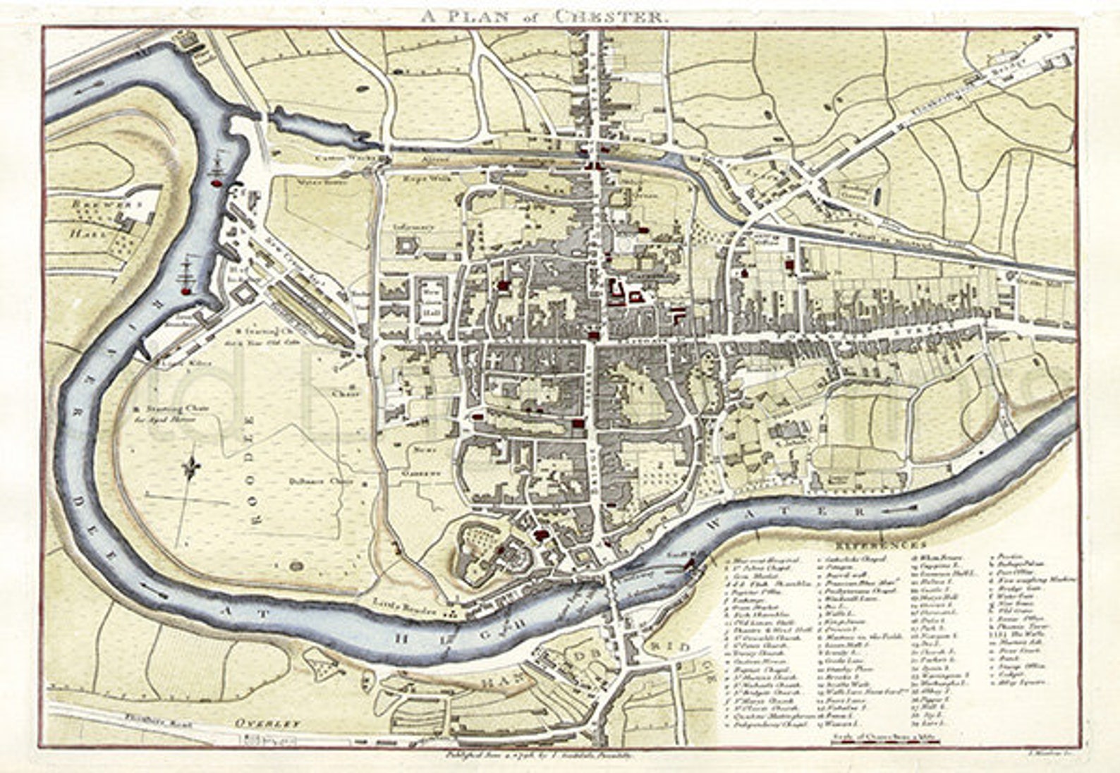 Chester City Map 1868 Antique City Plan of Chester Canvas - Etsy UK