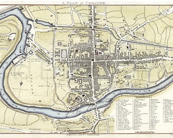 Old map of Chester United Kingdom's counties,fine reproduction,large ...