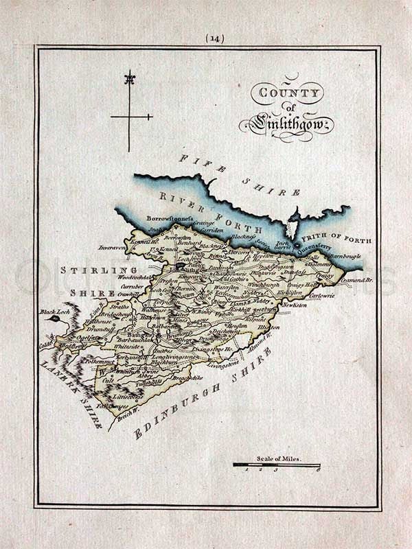 Antique Map of Linlithgow Shire 1854 Scotland Art & Collectibles Prints ...