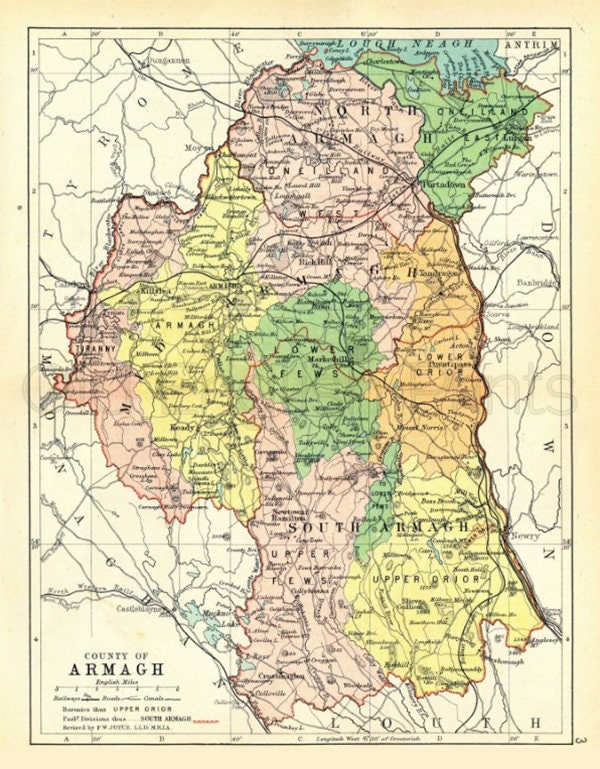 County Armagh 1897 Antique Irish Map of Armagh Canvas - Etsy UK