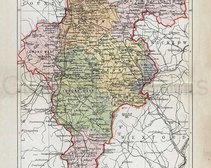 1778 Taylor & Skinner Antique Ireland Road Map 133/134 Leighlinbridge ...