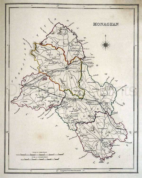 County Monaghan 1846 Antique Irish Map of Monaghan 8 x 10 | Etsy