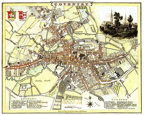 Coventry 1807 Antique English Town Map of Coventry 8 x 10 | Etsy