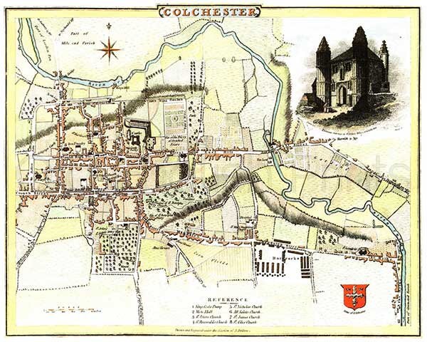Colchester Town Plan 1807 Antique Map of Colchester Canvas - Etsy UK