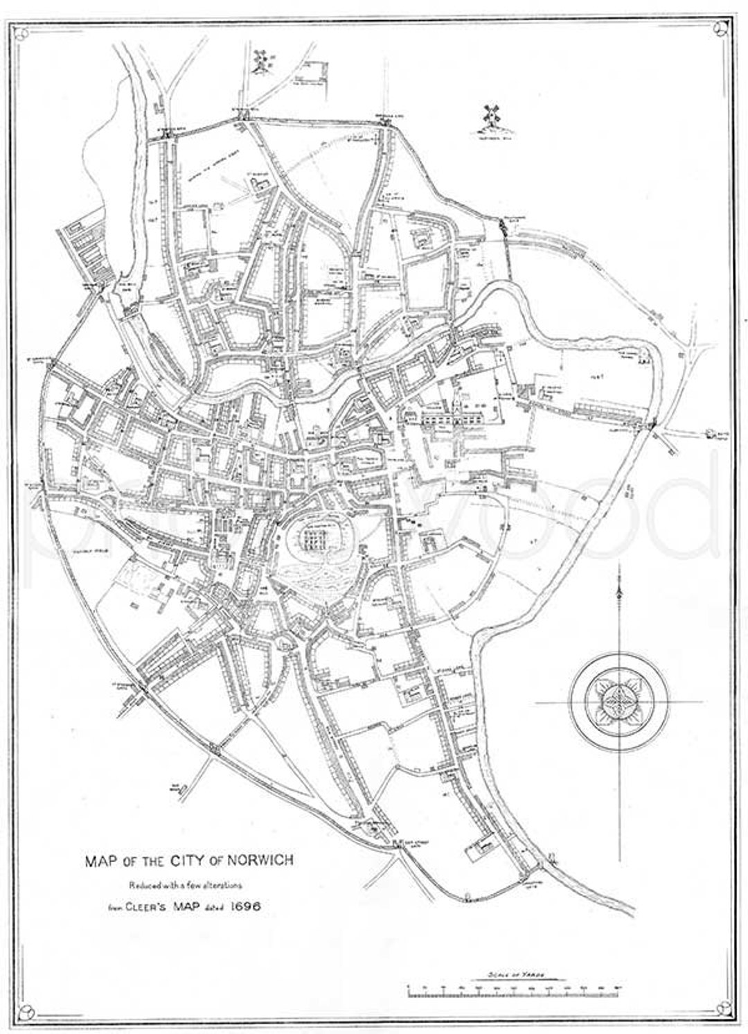 Norwich 1696 Antique Map Norwich Republished 1889 Canvas - Etsy UK