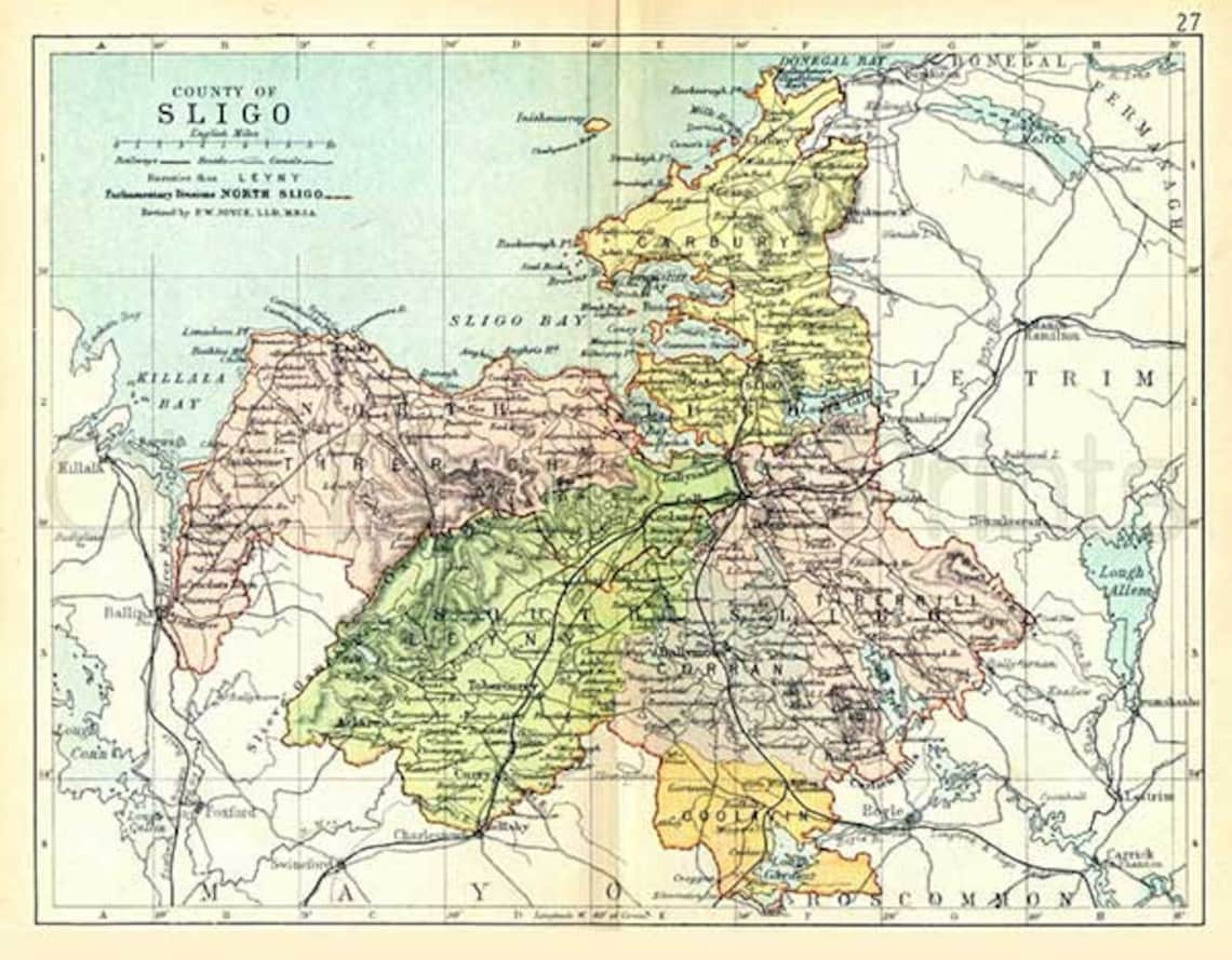 County Sligo 1897 Antique Irish Map of Sligo Canvas Print - Etsy