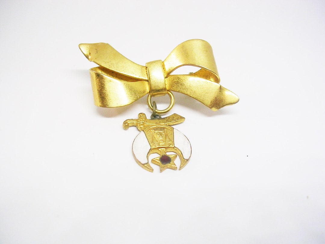 Freemason Auxiliary Bow Pin Scimitar Shriners Vintage Masonic Jewelry ...
