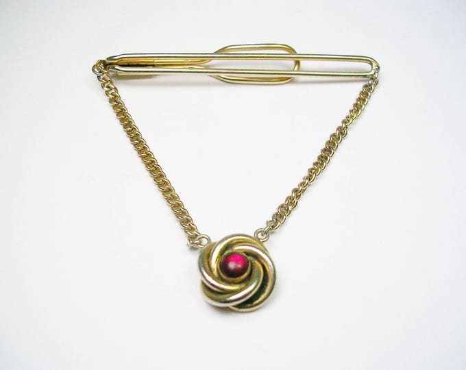 WEDDING TIE CHAIN Vintage Swank Tie Clip With Chain and Love Knot Guard ...