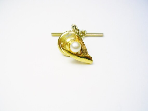 Wishbone Tie Tack Tie Pin With Chain Pearl Men Wedding Jewelry - Etsy