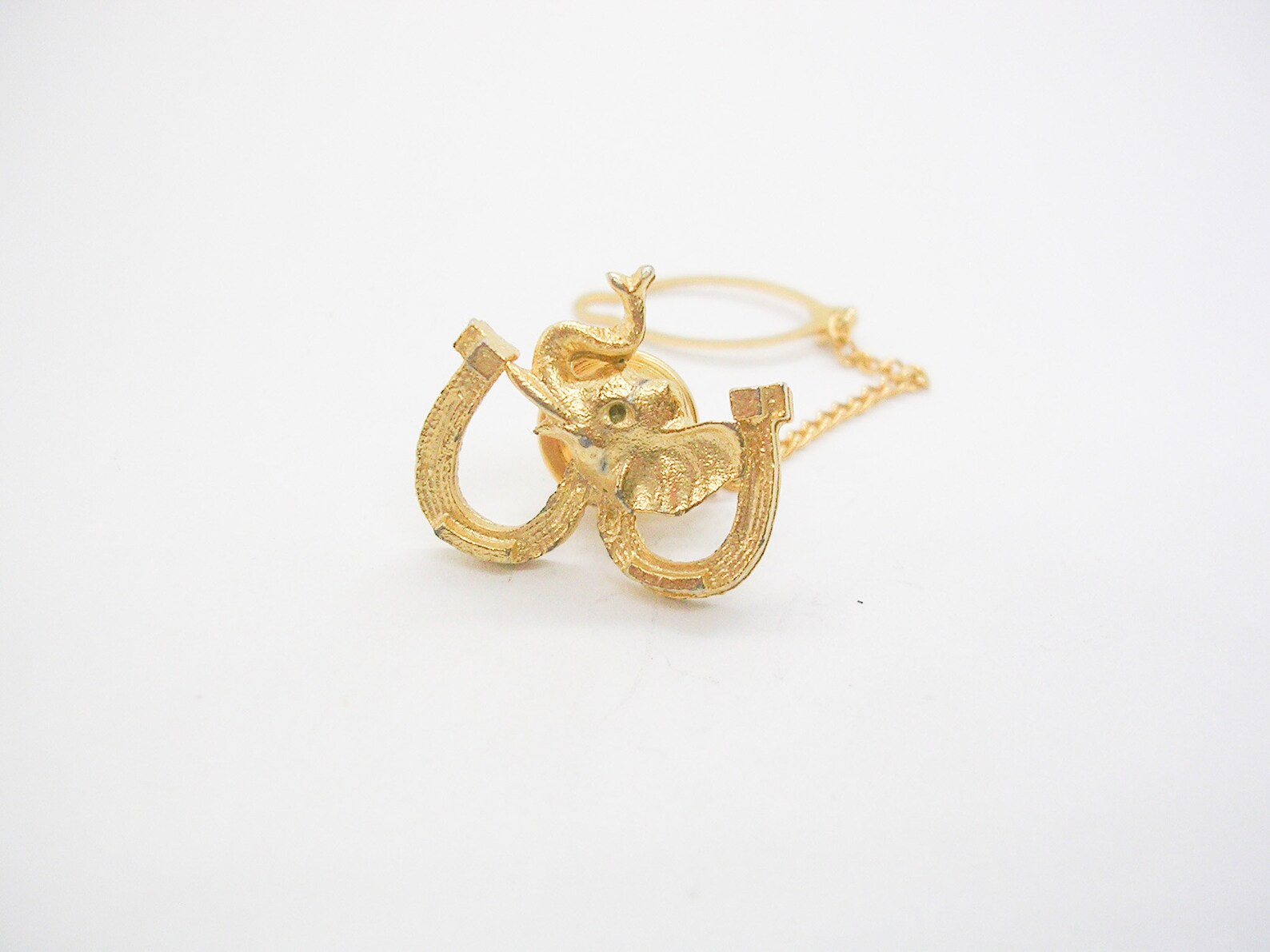 Vintage Elephant Tie Tack Animal Tie Pin With Chain Necktie - Etsy