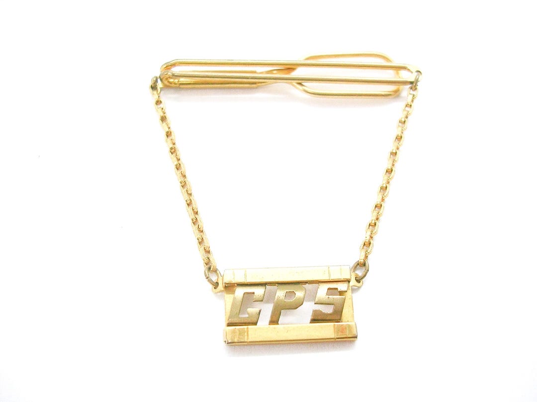 Vintage Tie Chain Monogram Guard Letters GPS Mid Century SWANK Tie Clip ...