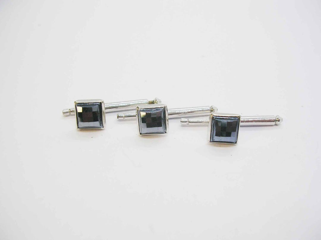 Tuxedo Studs Waistcoat Buttons Set of 3 Hematite Stone Classic Men's ...