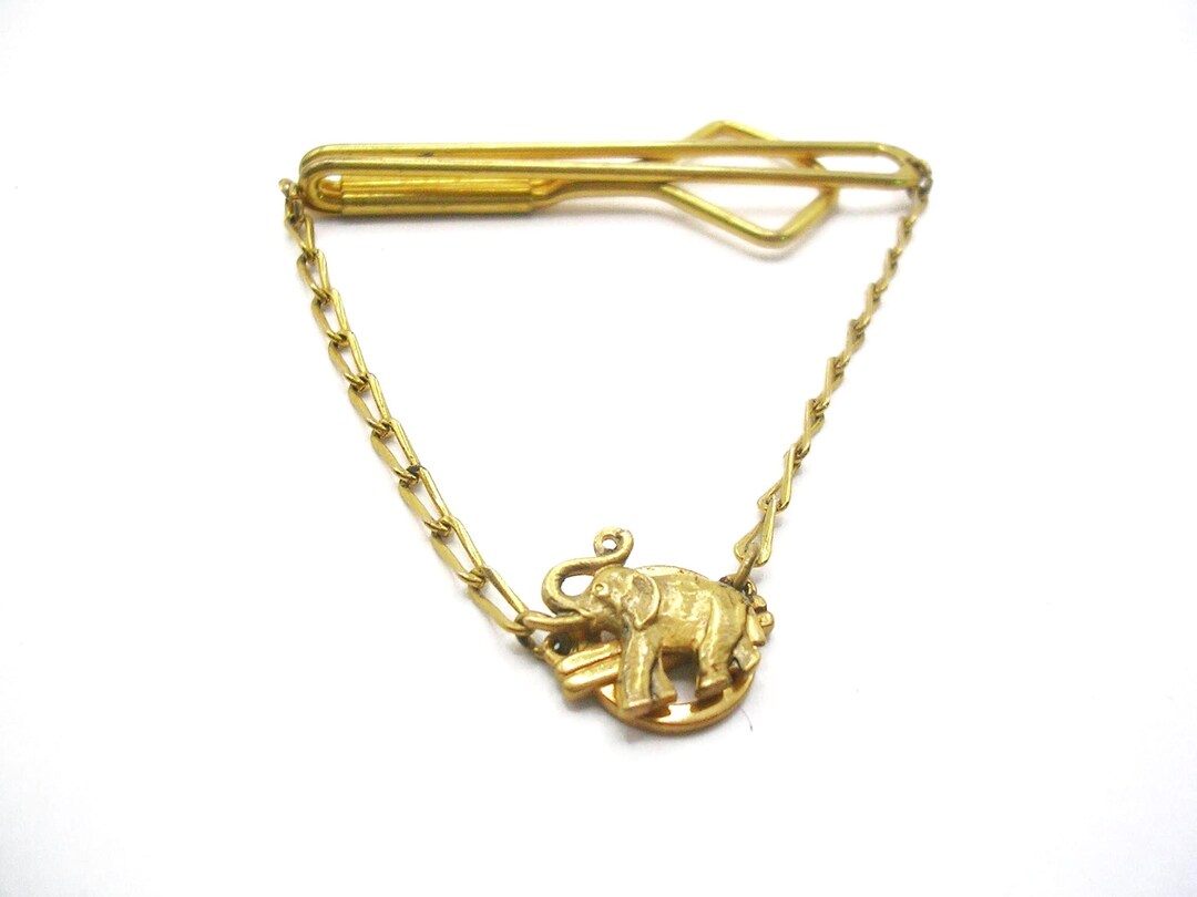 Vintage Tie Chain With Elephant Guard Art Deco Classic Swank Necktie ...