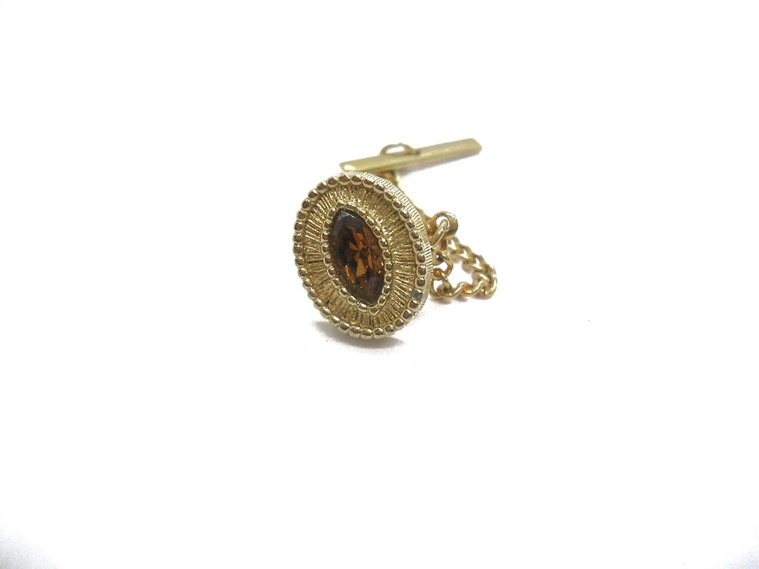 Vintage Tie Tack Swank Necktie Pin With Chain Classic Formal Wear Suit ...