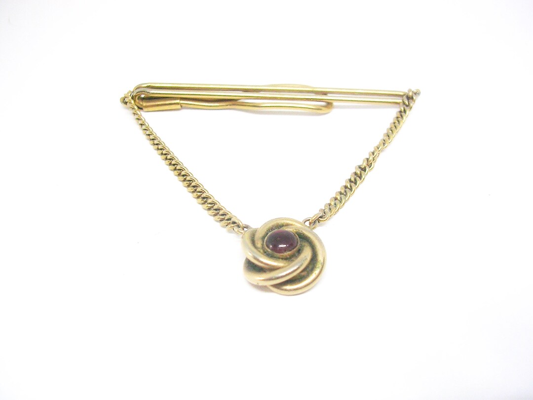 Wedding Tie Chain With Love Knot Guard Vintage Swank Necktie Accessory ...