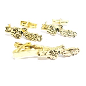 Cufflinks Tie Clasp Set Michigan Vintage Men Jewelry Bulldozer Mercury ...