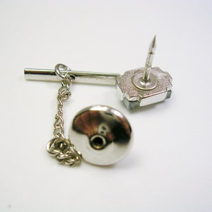 Vintage SWANK Tie Tack Tie Pin With Chain Crystal Front Intaglio Roman ...