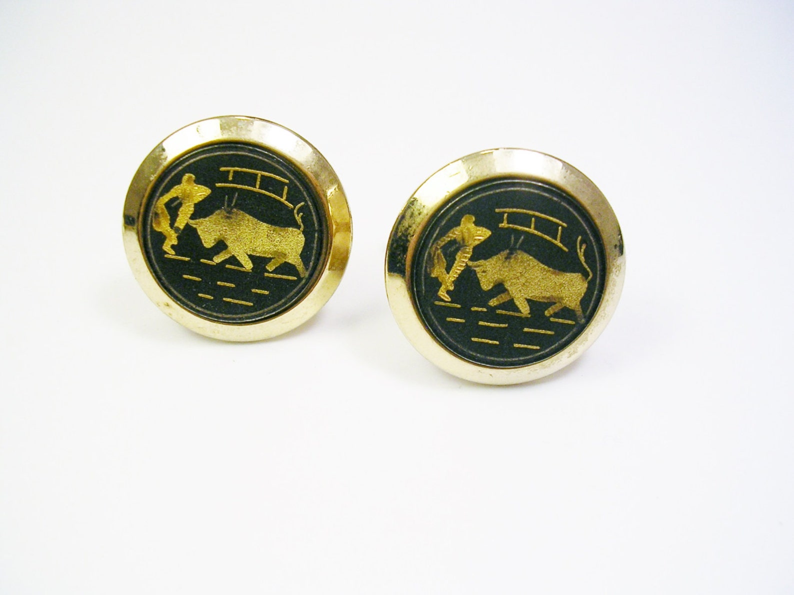 Vintage Cufflinks Bull Fighting Scene SWANK Cuff Links Men | Etsy