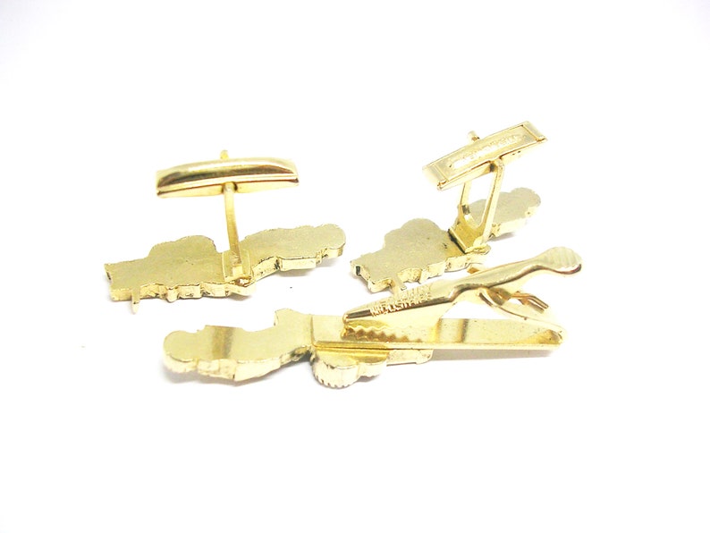 Cufflinks Tie Clasp Set Michigan Vintage Men Jewelry Bulldozer Mercury ...