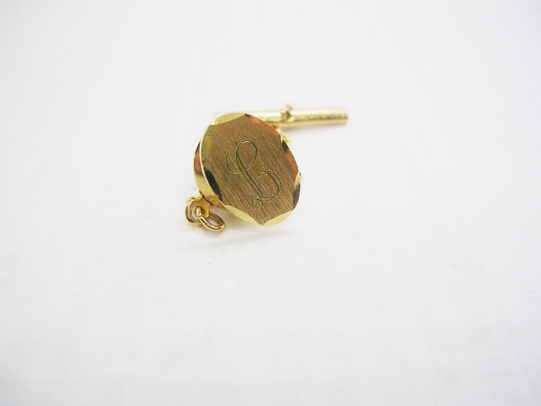 Initial L Tie Tack Monogram Tie Pin With Chain Formal Wear Men Wedding ...
