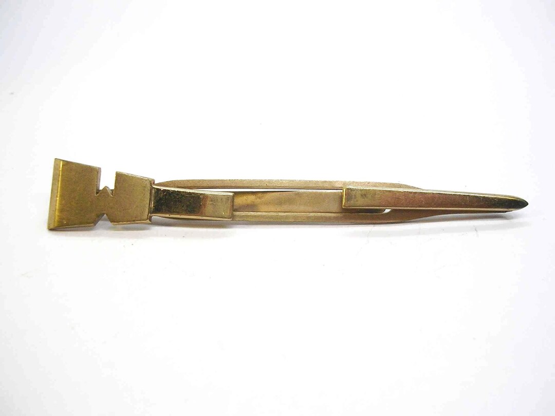 Vintage Tie Clip Initial W Mid Century Modern Necktie Accessory Formal ...