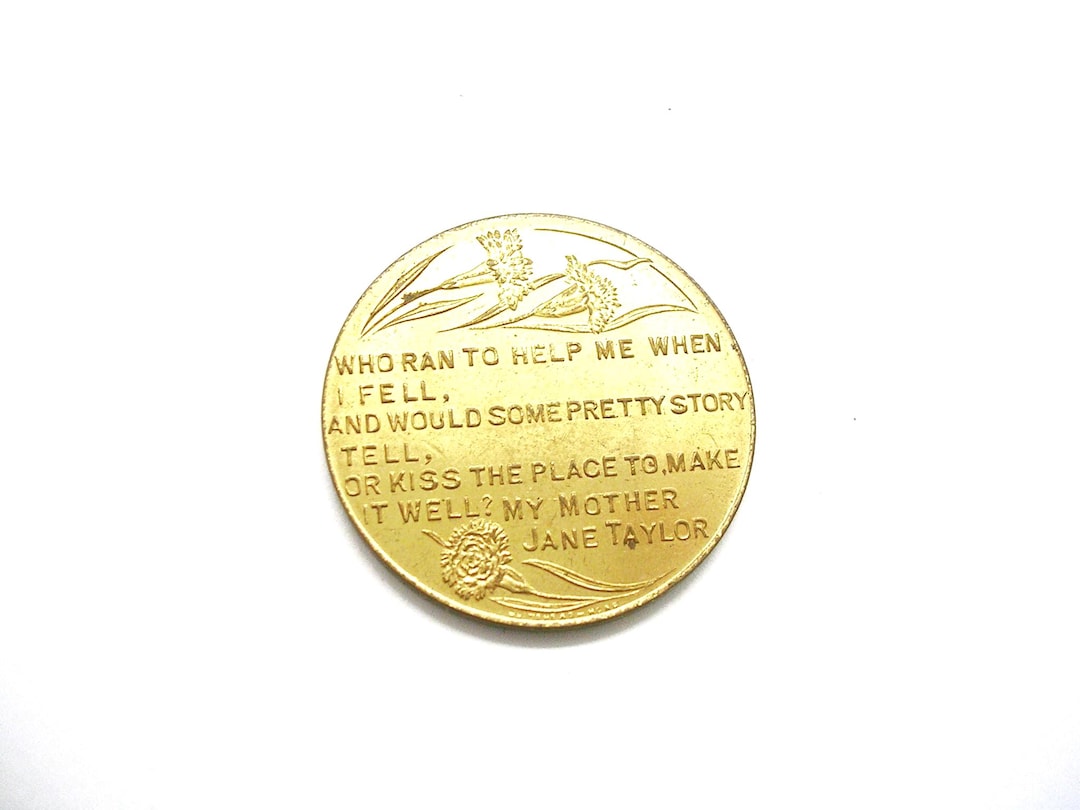 Vintage Mother Medal Token Brass Jane Taylor British Poet - Etsy