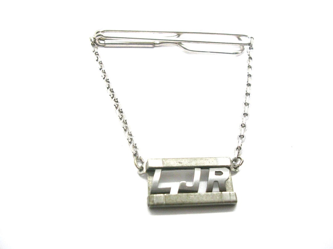 Vintage Swank Tie Chain: Art Deco Initial LJR, Silver Tone - Etsy