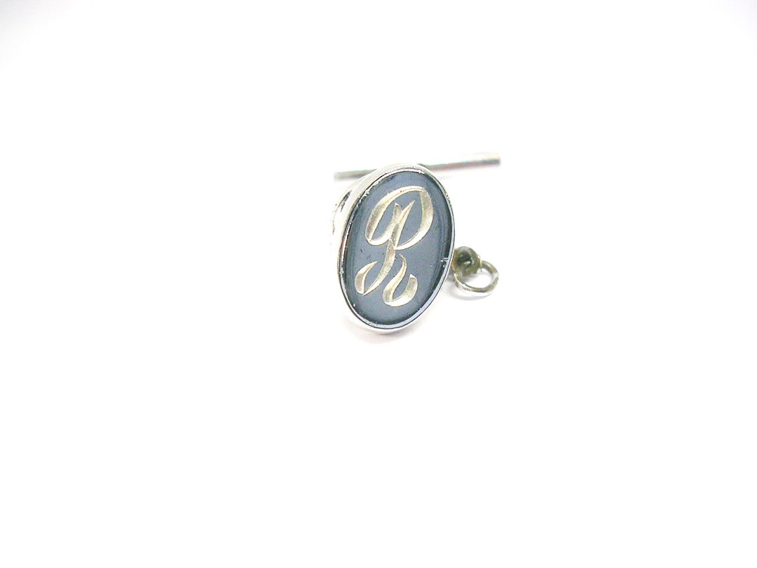 Initial R Tie Tack Hand Engraved Letter Vintage Necktie Accessory ...