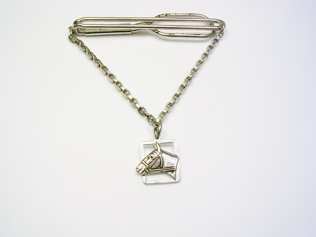 Vintage SWANK Tie Chain Equestrian Tie Clip With Chain Formal Wear Tie ...