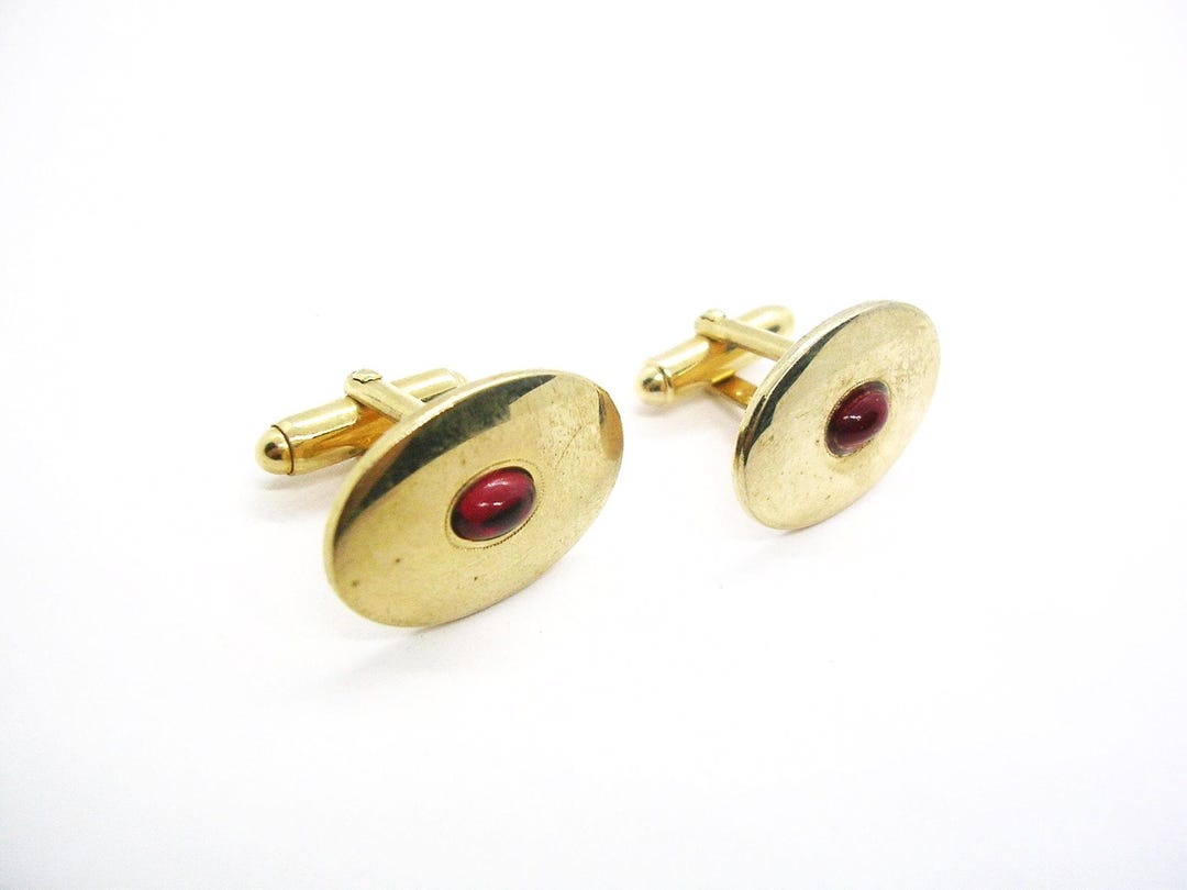 Anson Cufflinks Red Glass Cabochon Haband 40th Anniversary Men's ...