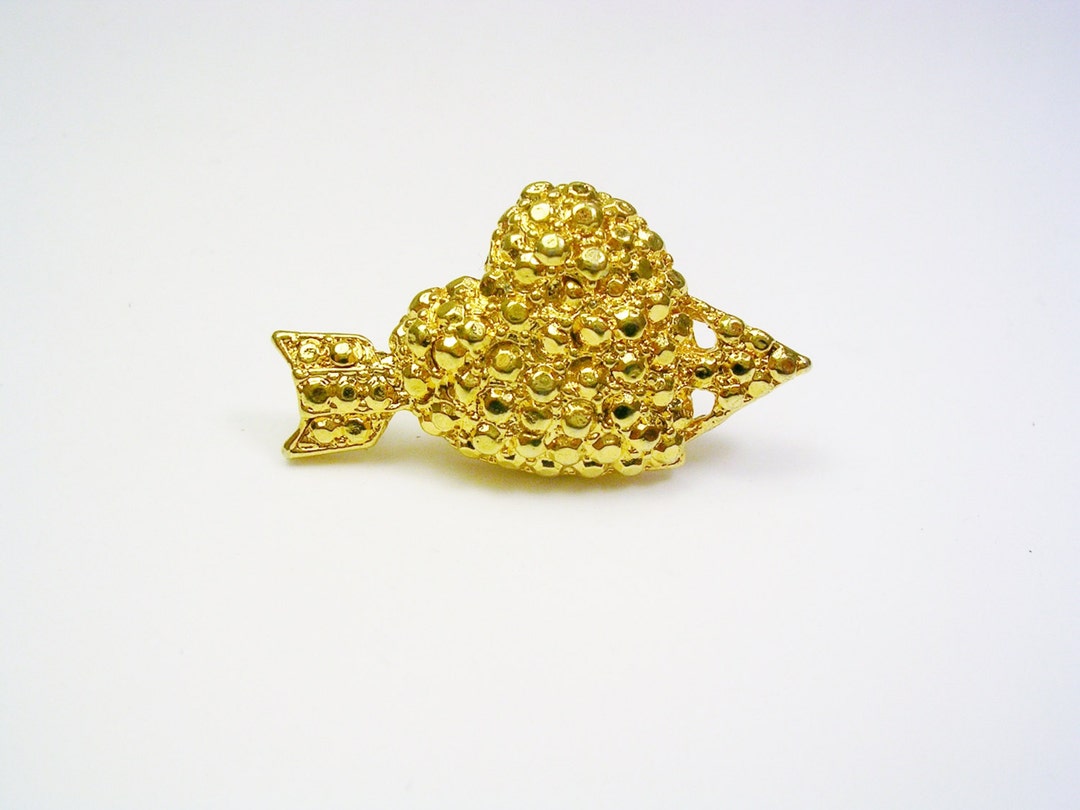 Vintage Tie Tack Heart Tie Pin With Chain Formal Wear Wedding Jewelry ...