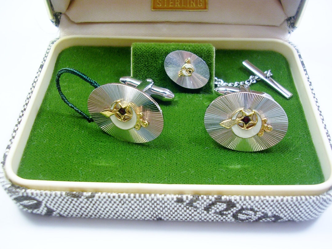 Vintage Sterling Silver Freemason Cufflinks and Tie Tack Set - Etsy