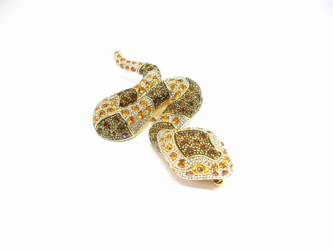 Rhinestone Snake Brooch Pin Vintage Signed Landau Bridal Jewelry - Etsy
