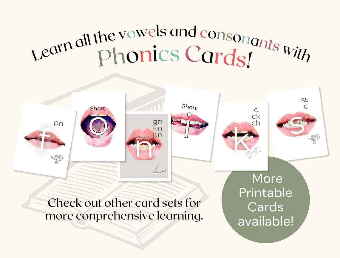 Phonics Vowel Flashcard Speech Sound Wall Printable Mouth Picture Card ...