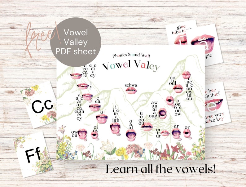 Phonics Vowel Flashcard Speech Sound Wall Printable Mouth Picture Card ...
