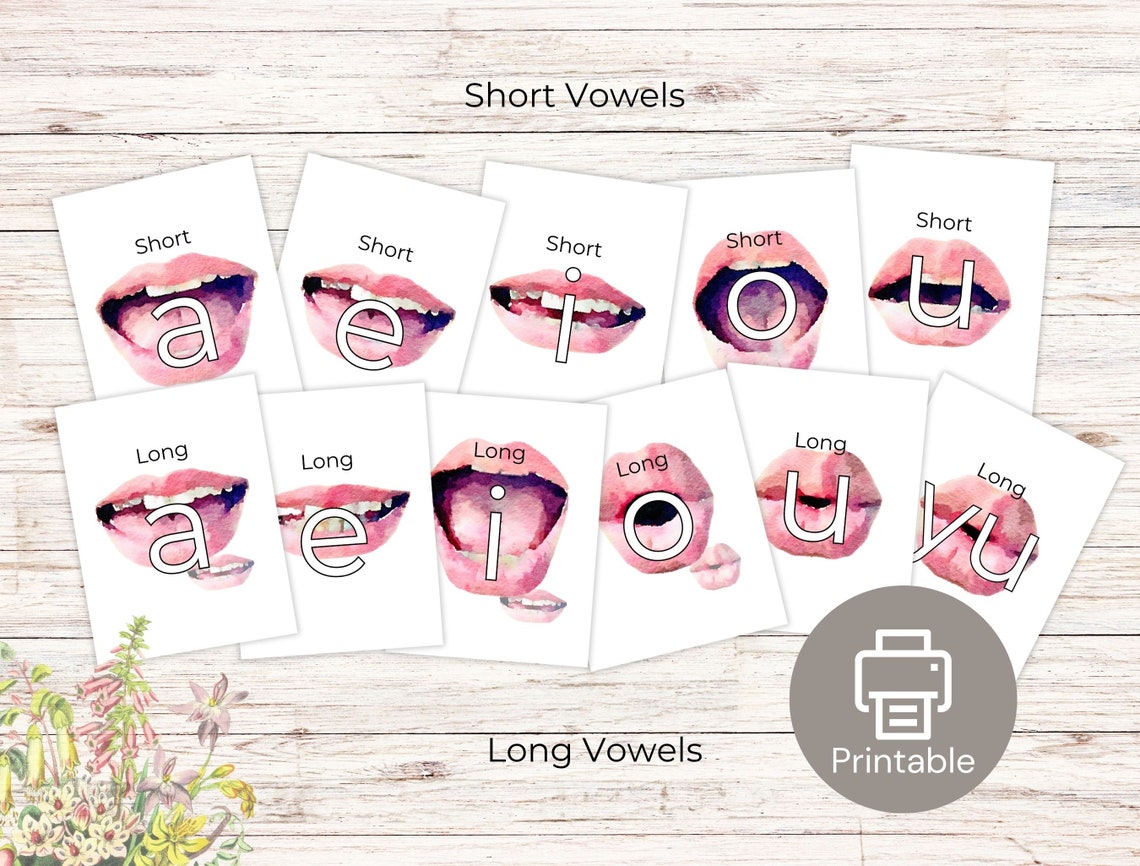 Phonics Vowel Flashcard Speech Sound Wall Printable Flashcard Mouth ...