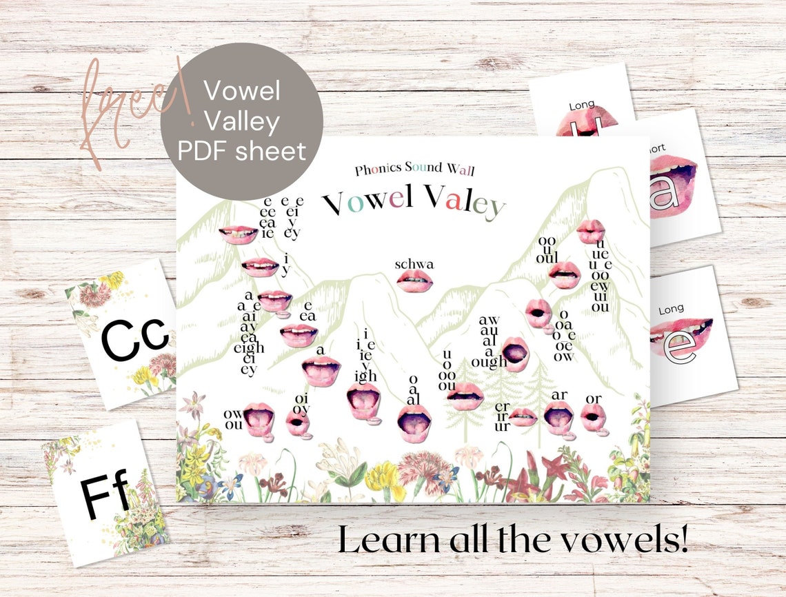 Phonics Vowel Flashcard Speech Sound Wall Printable Flashcard Mouth ...