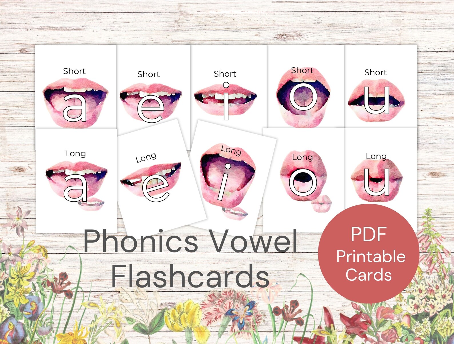 Phonics Vowel Flashcard Speech Sound Wall Printable Flashcard Mouth ...