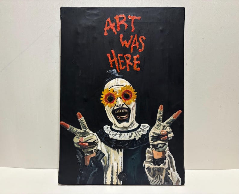TERRIFIER Art the Clown Hand Painted Acrylic Paint on Stretched Canvas ...