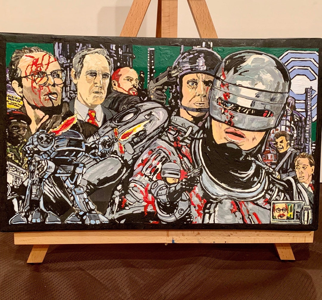 ROBOCOP Hand Painted Acrylic on Stretched Canvas 11 X 18 - Etsy