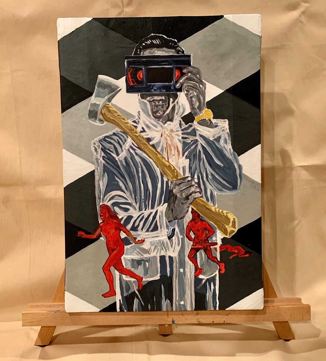 AMERICAN PSYCHO Hand Painted Acrylic Paint on Stretched Canvas - Etsy