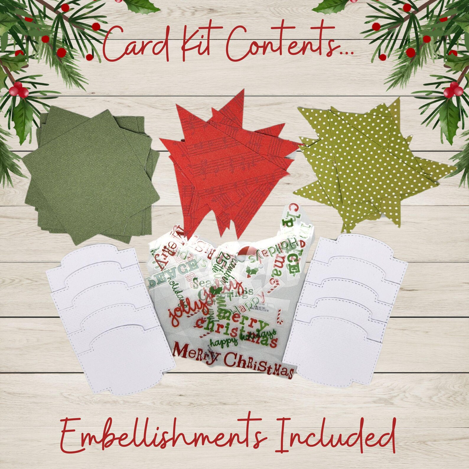 CARDS KIT, Happy Holly Days Paper Studio Christmas Cards Kit, Handmade ...